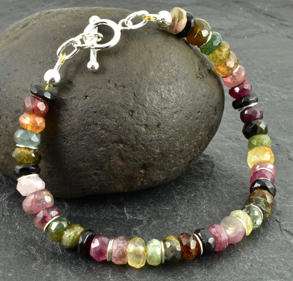 Turmalin-Armband mit 925er Silber – Brombeergrün